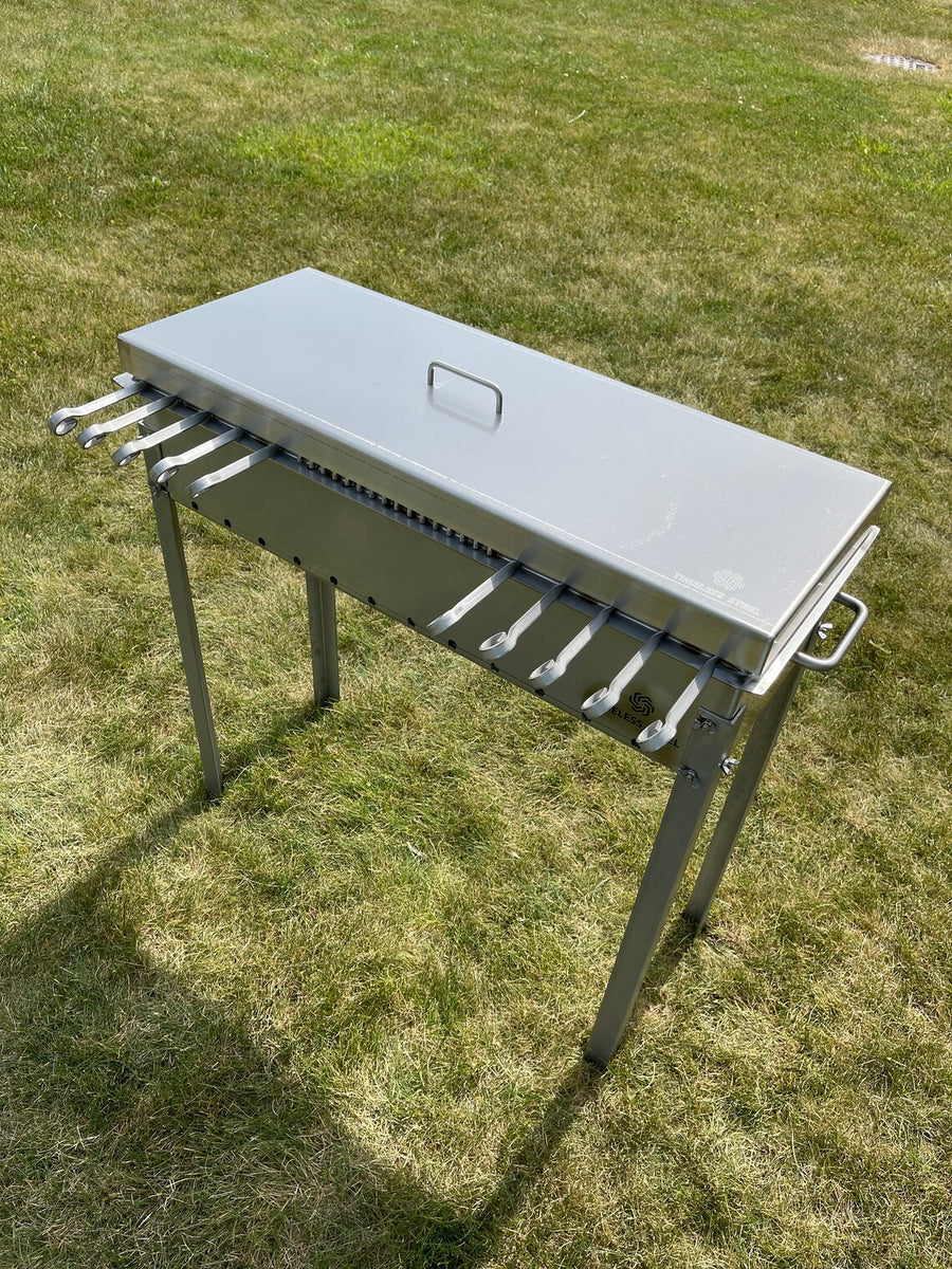 Large Stainless Steel Lid for BBQ Grill / Large MANGAL for 15 skewers ...